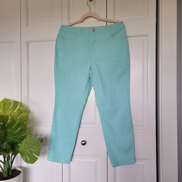 Christopher & Banks | Pants & Jumpsuits | Signature Slimming Teal Capri ...